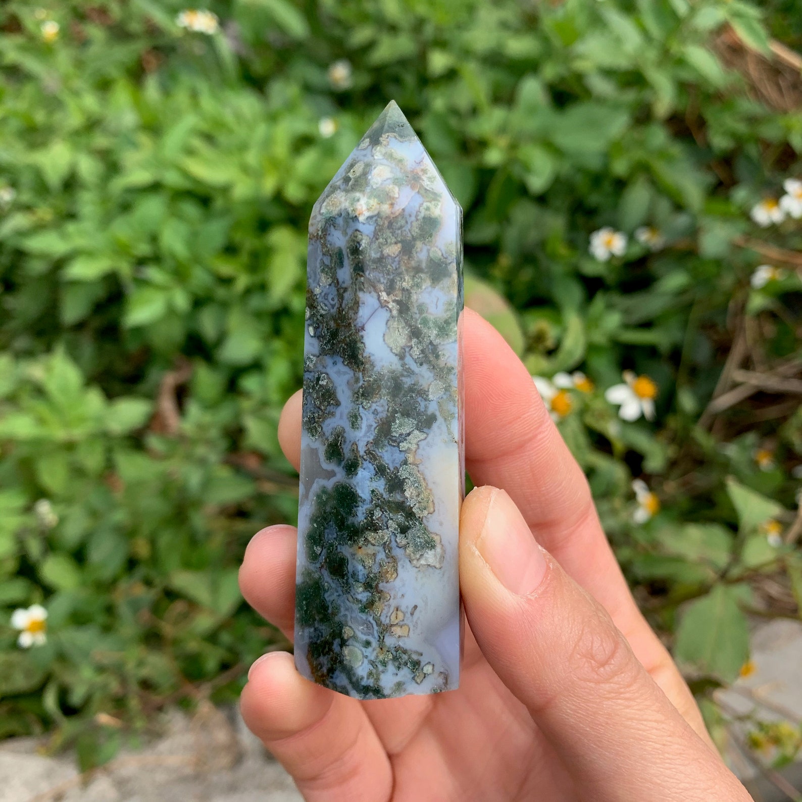 3 Inches Moss Agate Point Natural Moss Agate Tower Gemstone | Etsy