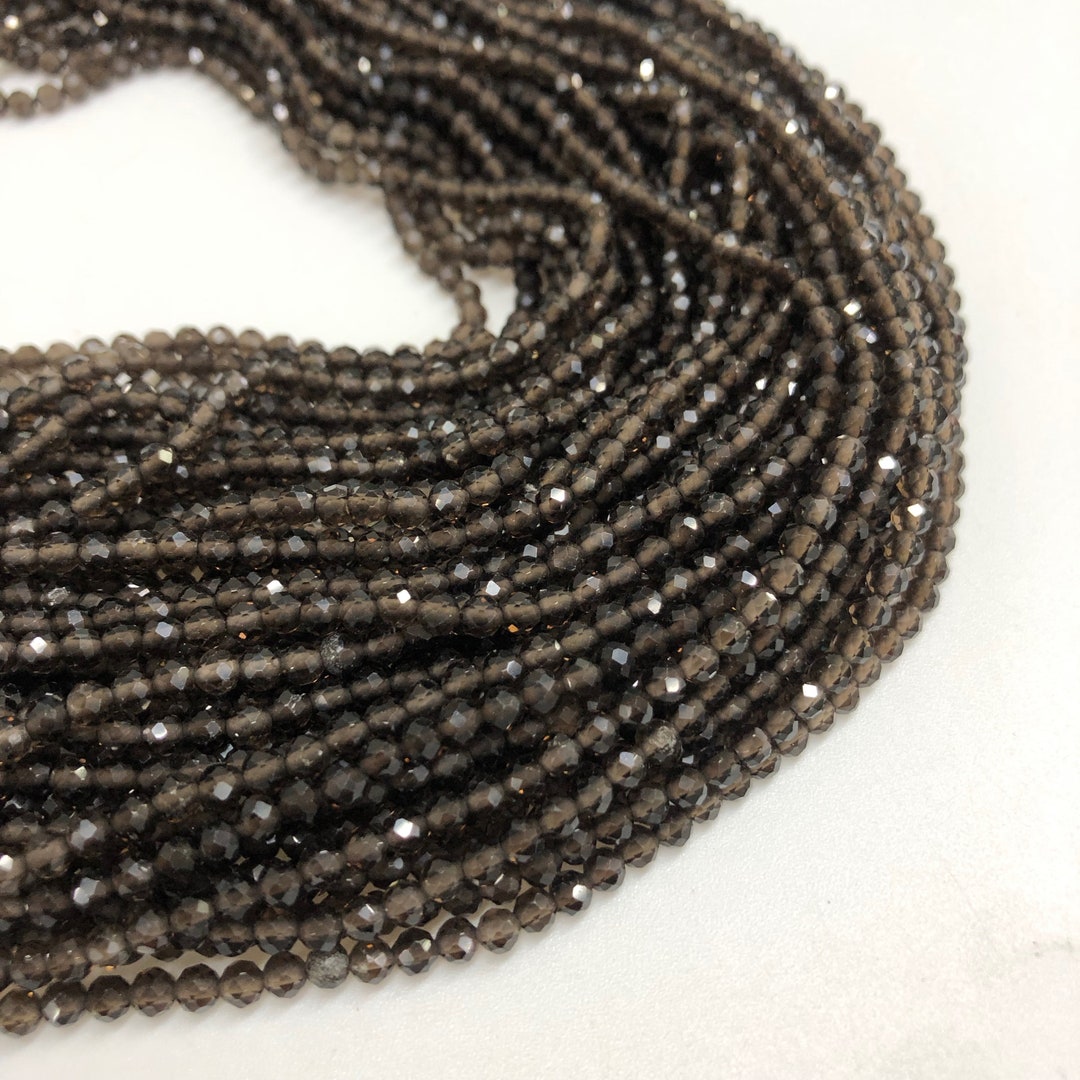 Faceted Smoky Quartz Beads: 2mm-4mm Micro Crystal Beads Strand - Etsy