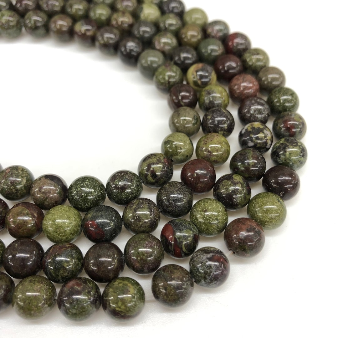 Natural Dragon Bloodstone Beads, Genuine Beads, Round Smooth Beads ...