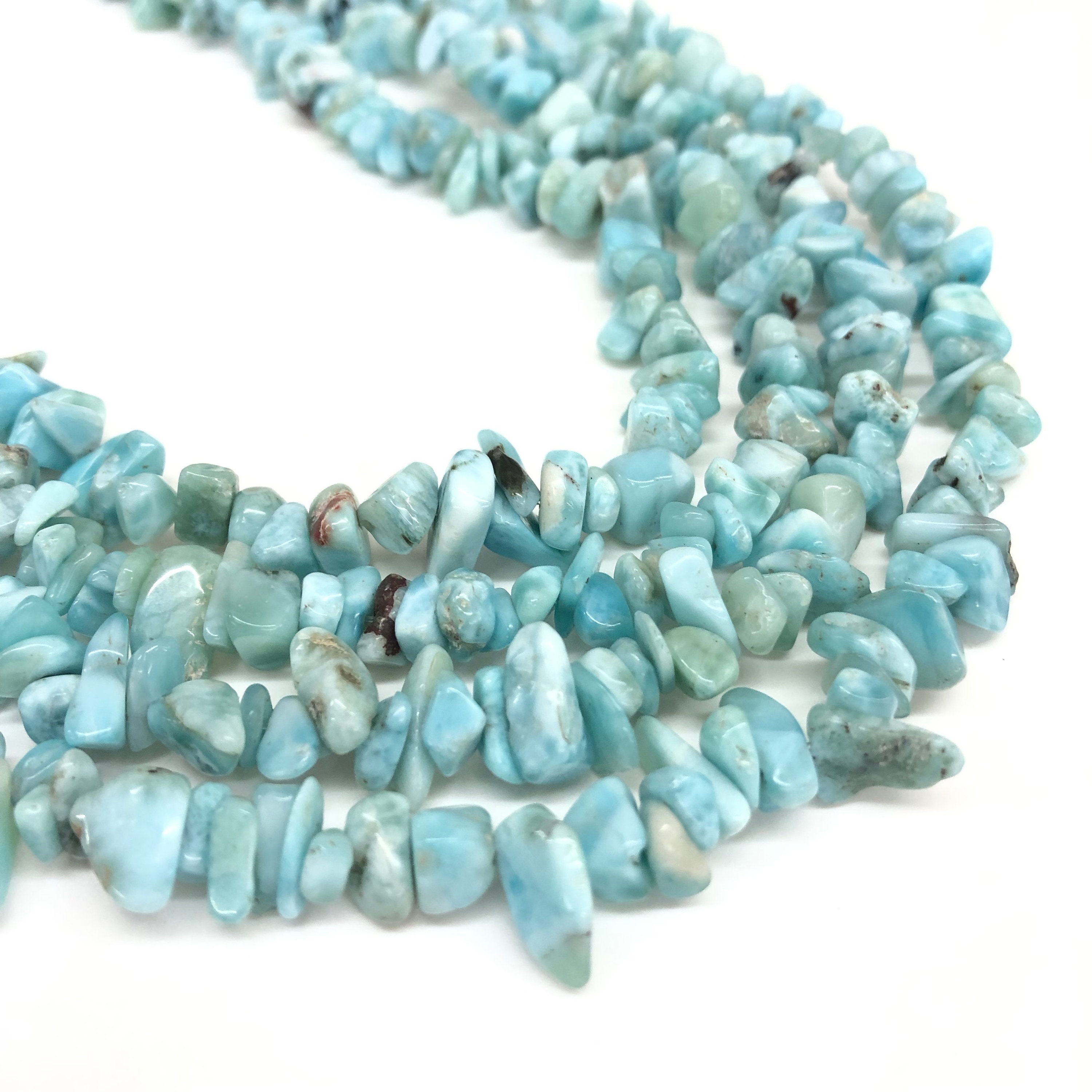 Dominican Larimar Chip Beads Pebble Chips Rough Cut Chip | Etsy