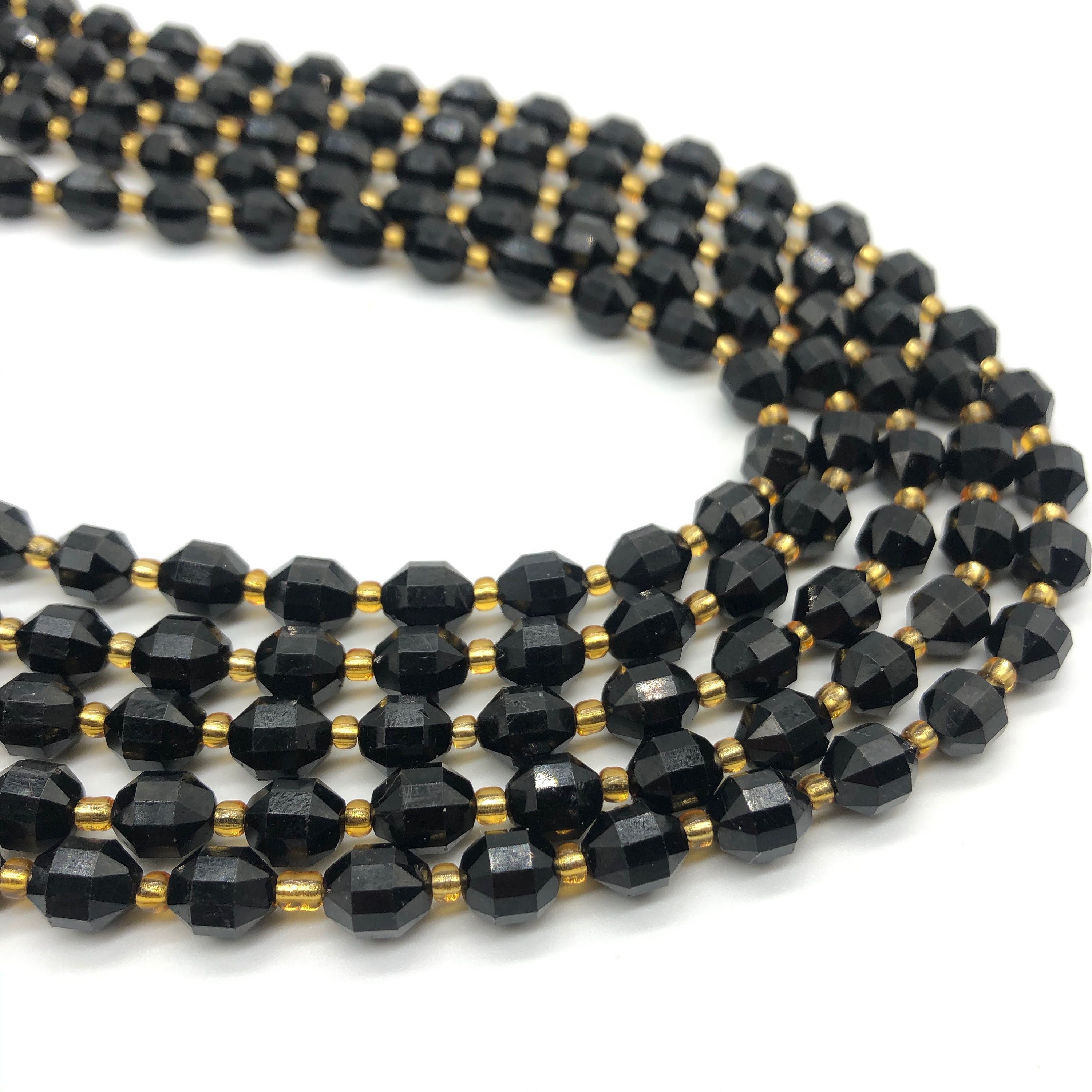 Natural Black Tourmaline Beads Grade AAA Faceted Prism Double - Etsy