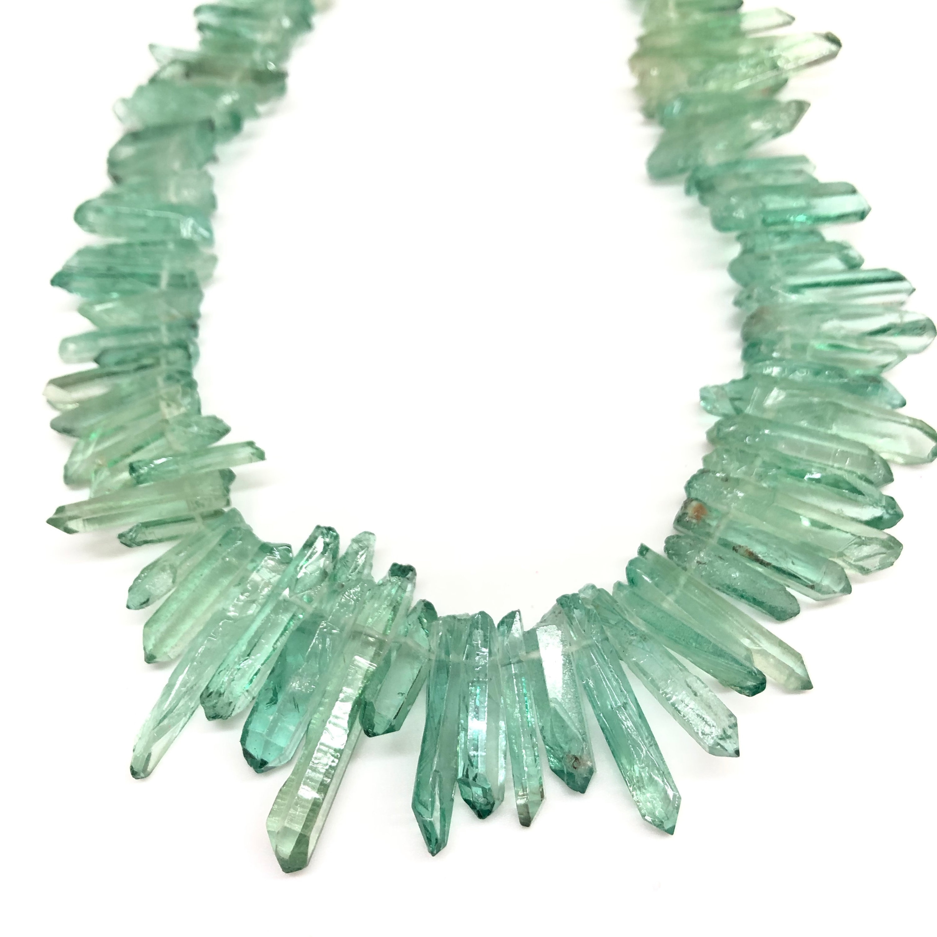 Mint Green Crystal Points Beads Quartz Points Beads Bulk - Etsy