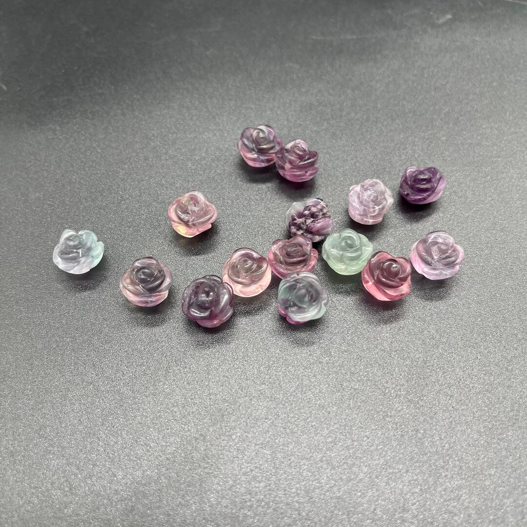 Rainbow Fluorite Rose Beads 3D - 10mm Gemstone Flower Beads (5PCS) - Etsy