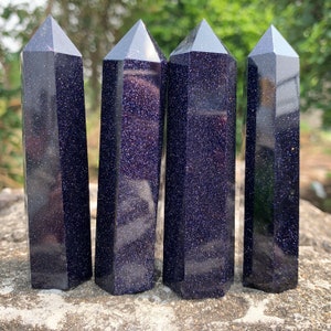 Blue Goldstone Point, Blue Sandstone Tower, Polished Sparkle Goldstone ...