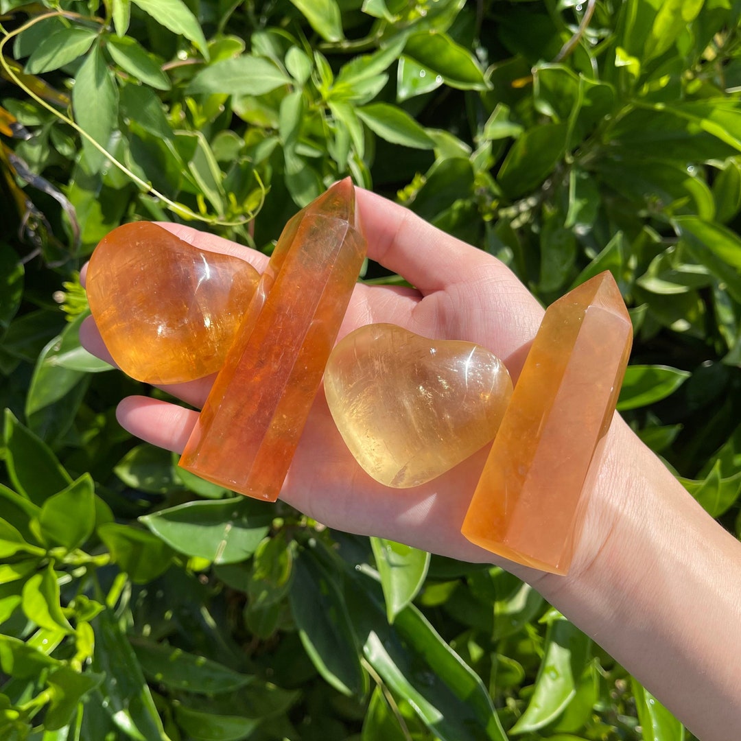 Optical Honey Calcite Set, Calcite Heart, Calcite Tower, Calcite ...
