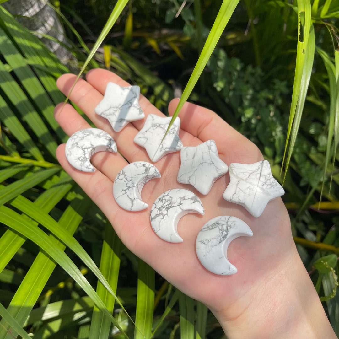 Howlite Moon Star Set, Howlite Star, Howlite Crescent Moon for Wire ...