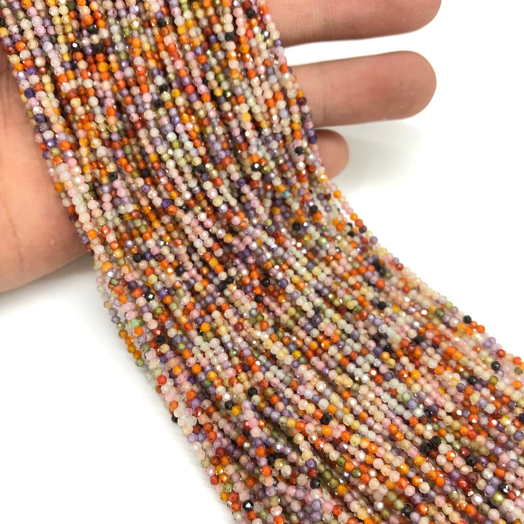 Faceted Cubic Zirconia Beads: Mixed Color Gemstone Beads (2mm, 3mm, 4mm ...