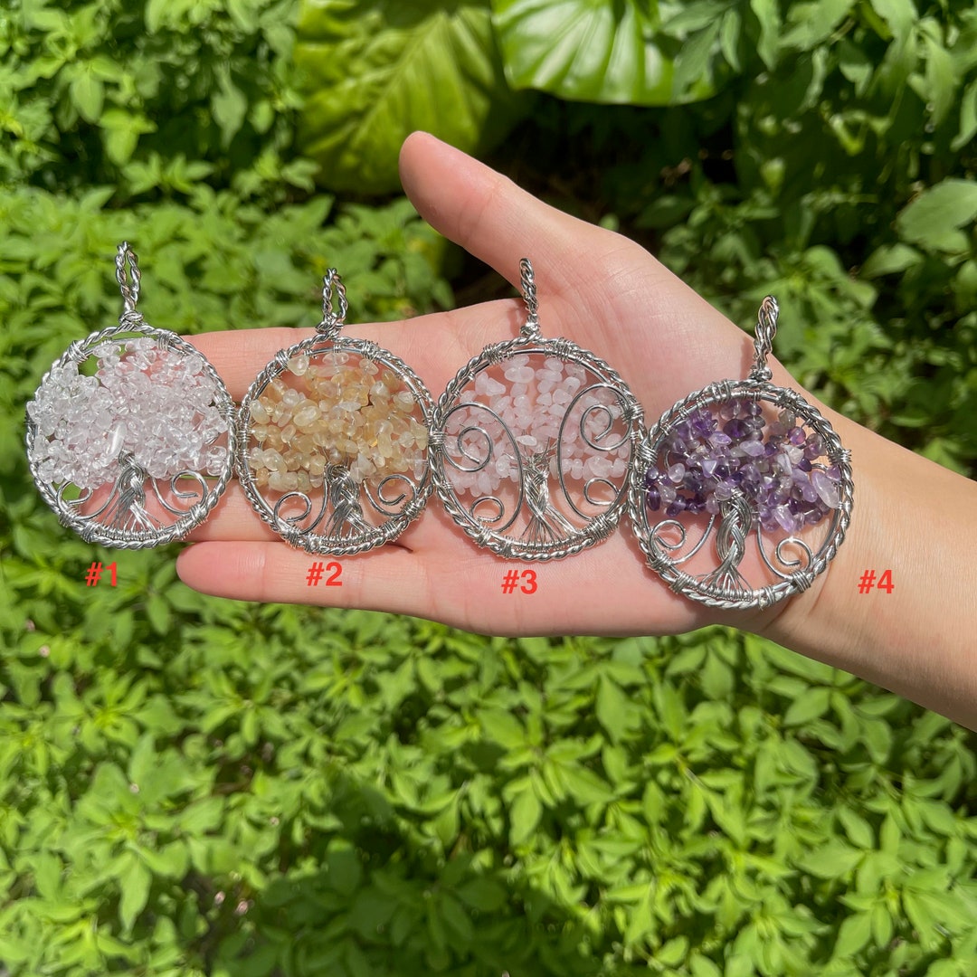 Gemstone Chip Tree of Life Pendant: Wire Wrapped Chakra Healing - Etsy