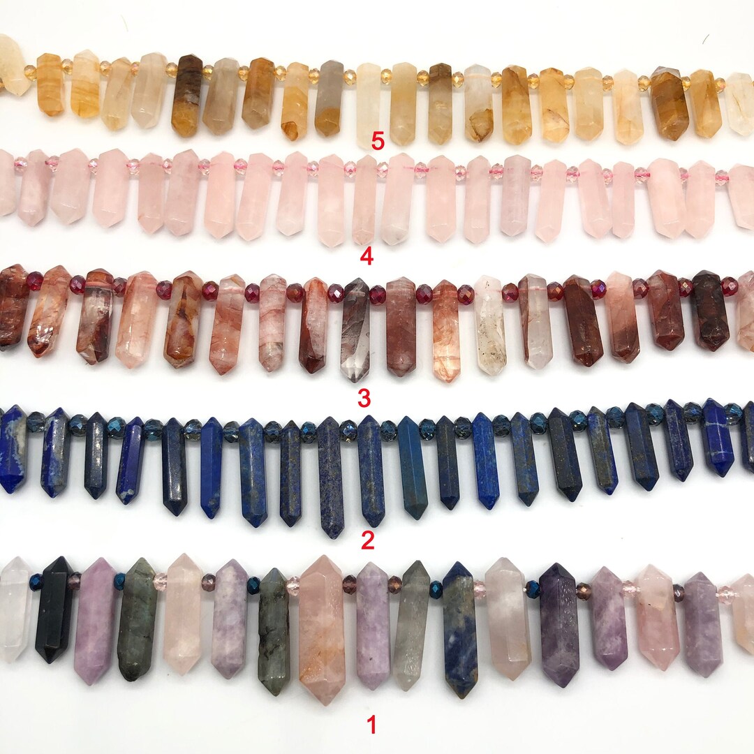 10 Kinds Gemstone Points Beads, Double Point Beads, Graduated Points ...