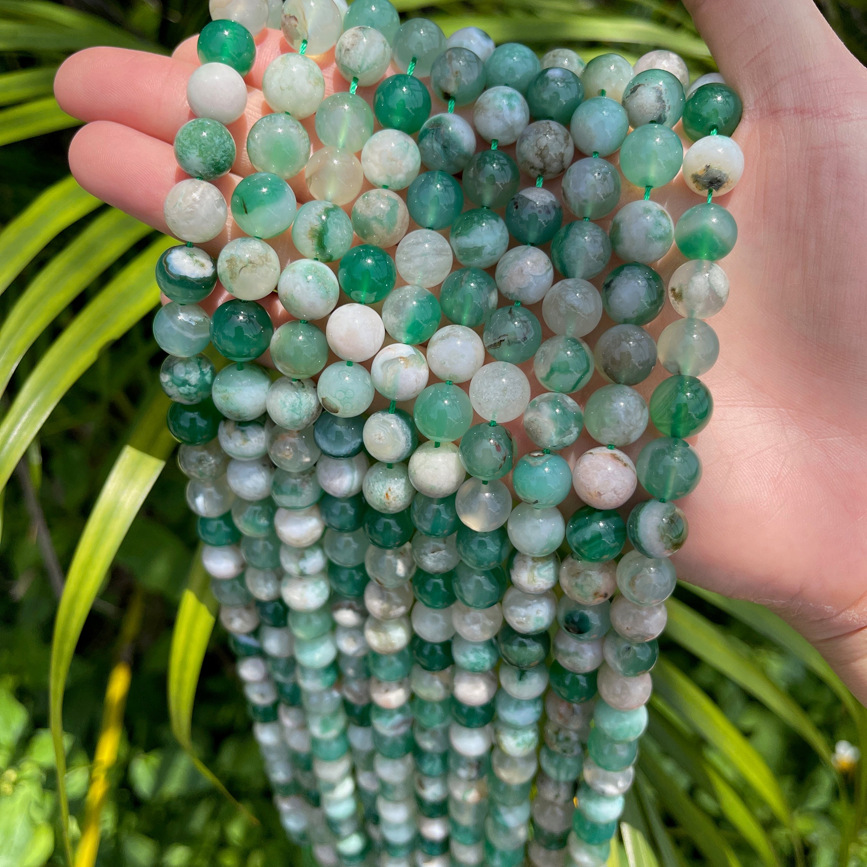 Genuine Green Sakura Flower Agate Beads Round Cherry Blossom - Etsy
