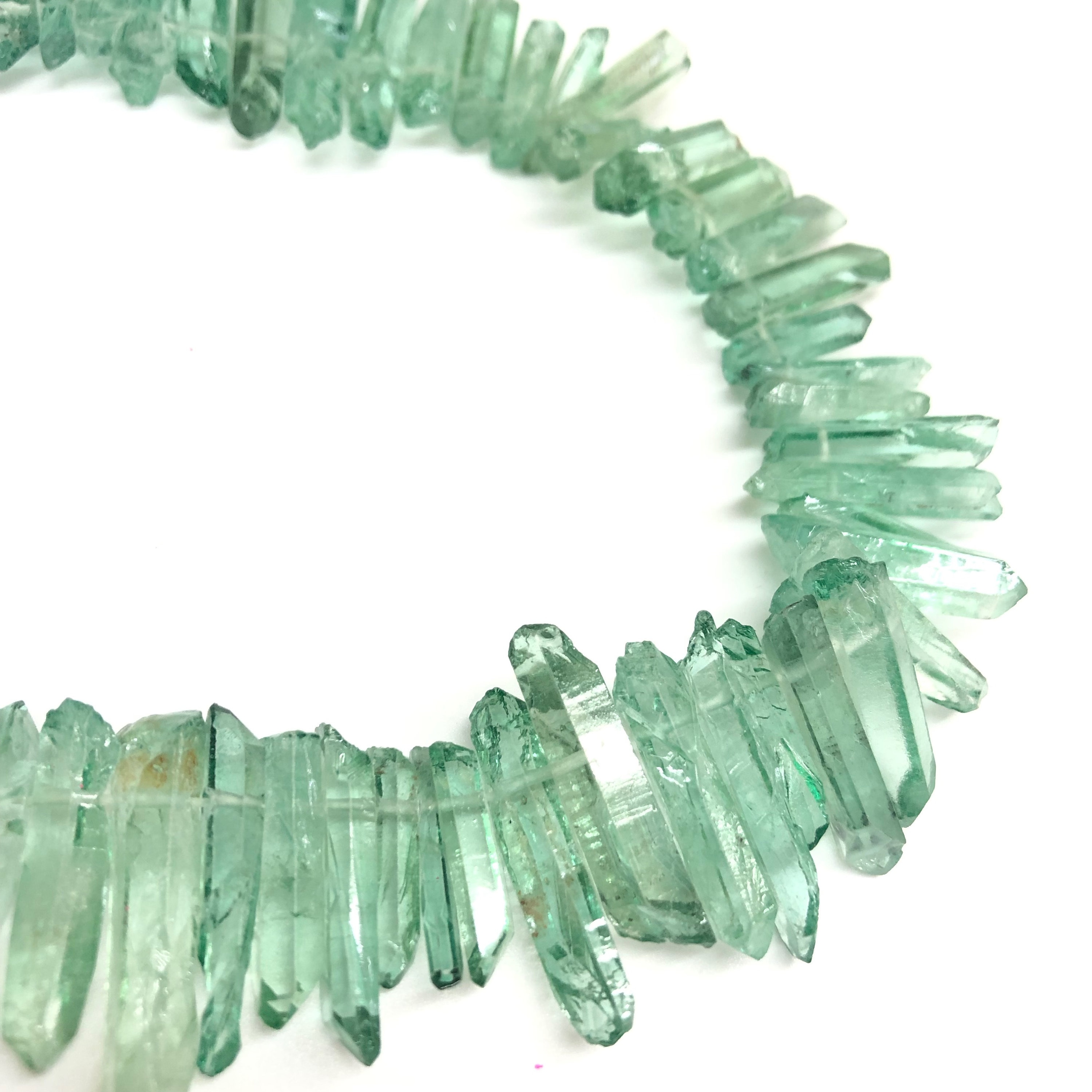 Mint Green Crystal Points Beads Quartz Points Beads Bulk - Etsy