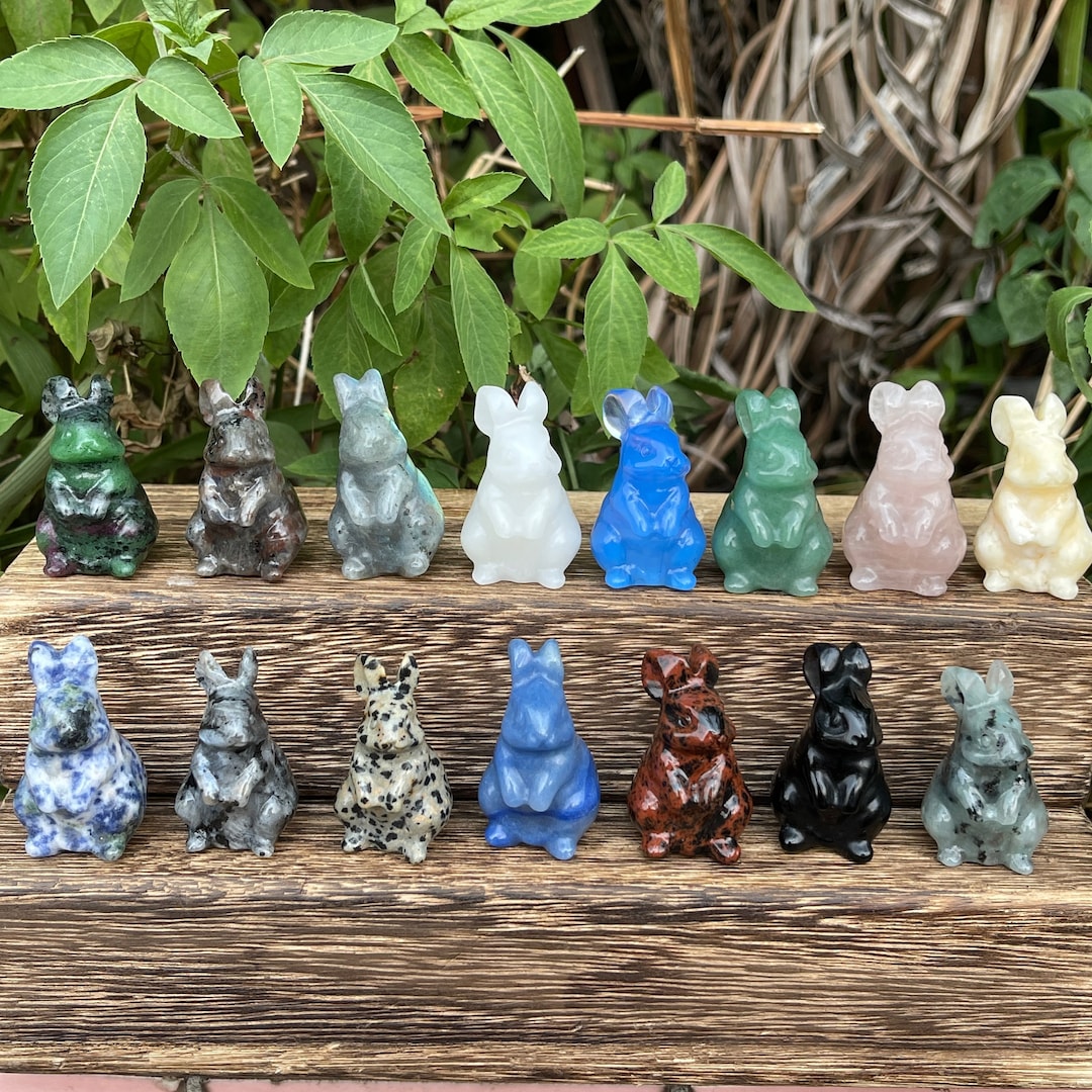 Gemstone Rabbit Figurine Crystal Rabbit Carving Crystal - Etsy