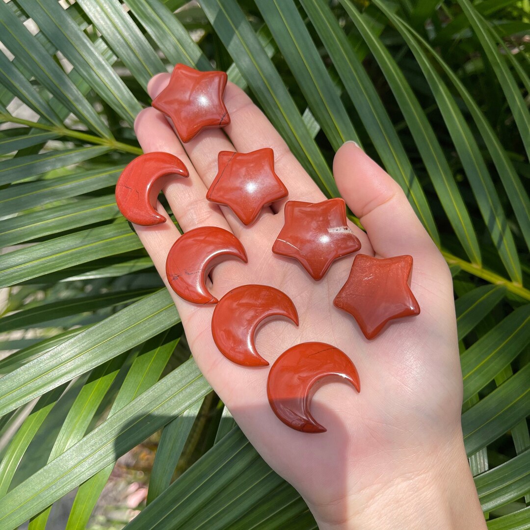 Red Jasper Crescent Moon, Red Jasper Star, Crystal Crescent, Crystal ...
