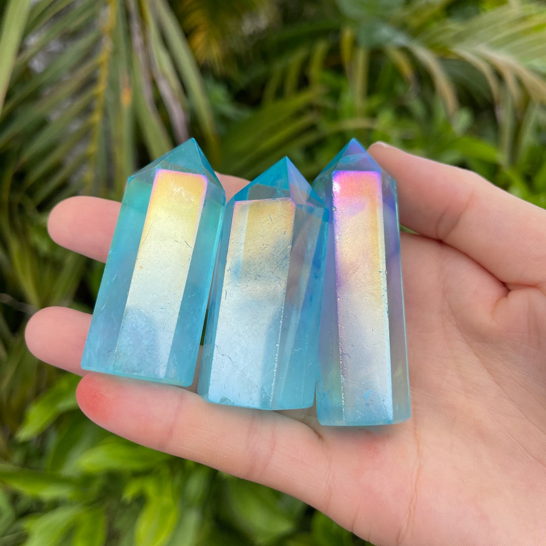 Angel Aura Blue Quartz Point, Aura Quartz Tower, Blue Quartz Obelisk ...