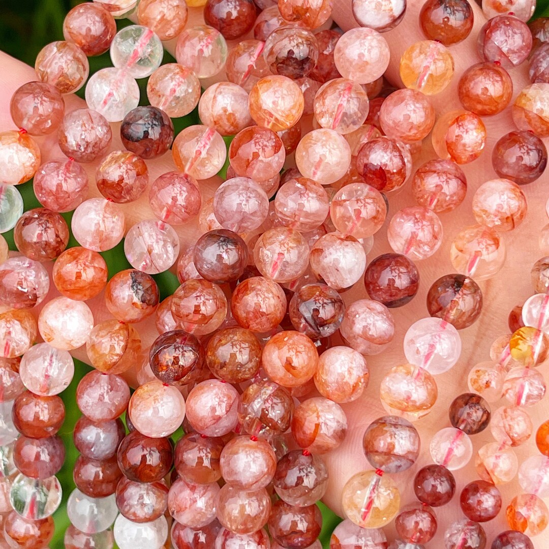 Hematoid Quartz Beads, Fire Quartz Beads, Round Smooth Beads, Genuine ...