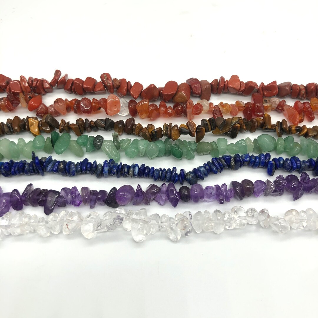 7 Chakra Crystal Chip Beads: Quartz, Amethyst, Jasper (32 Inch Strand ...
