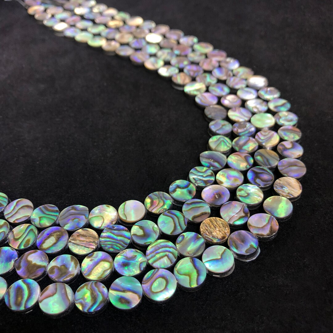 High Luster Abalone Shell Beads: Flat Round Jewelry Making (8-14mm) - Etsy