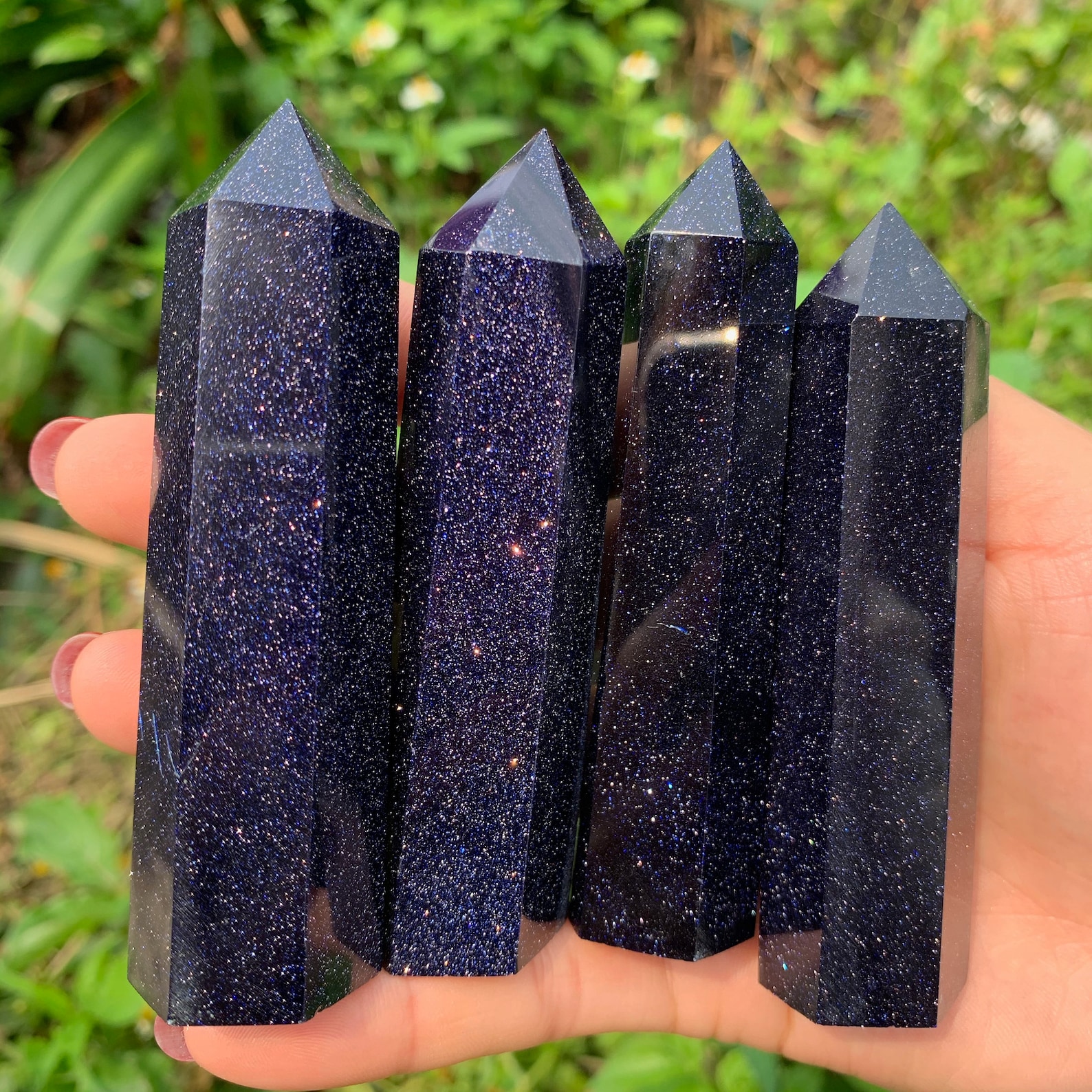 Blue Goldstone Point Blue Sandstone Tower Polished Sparkle - Etsy