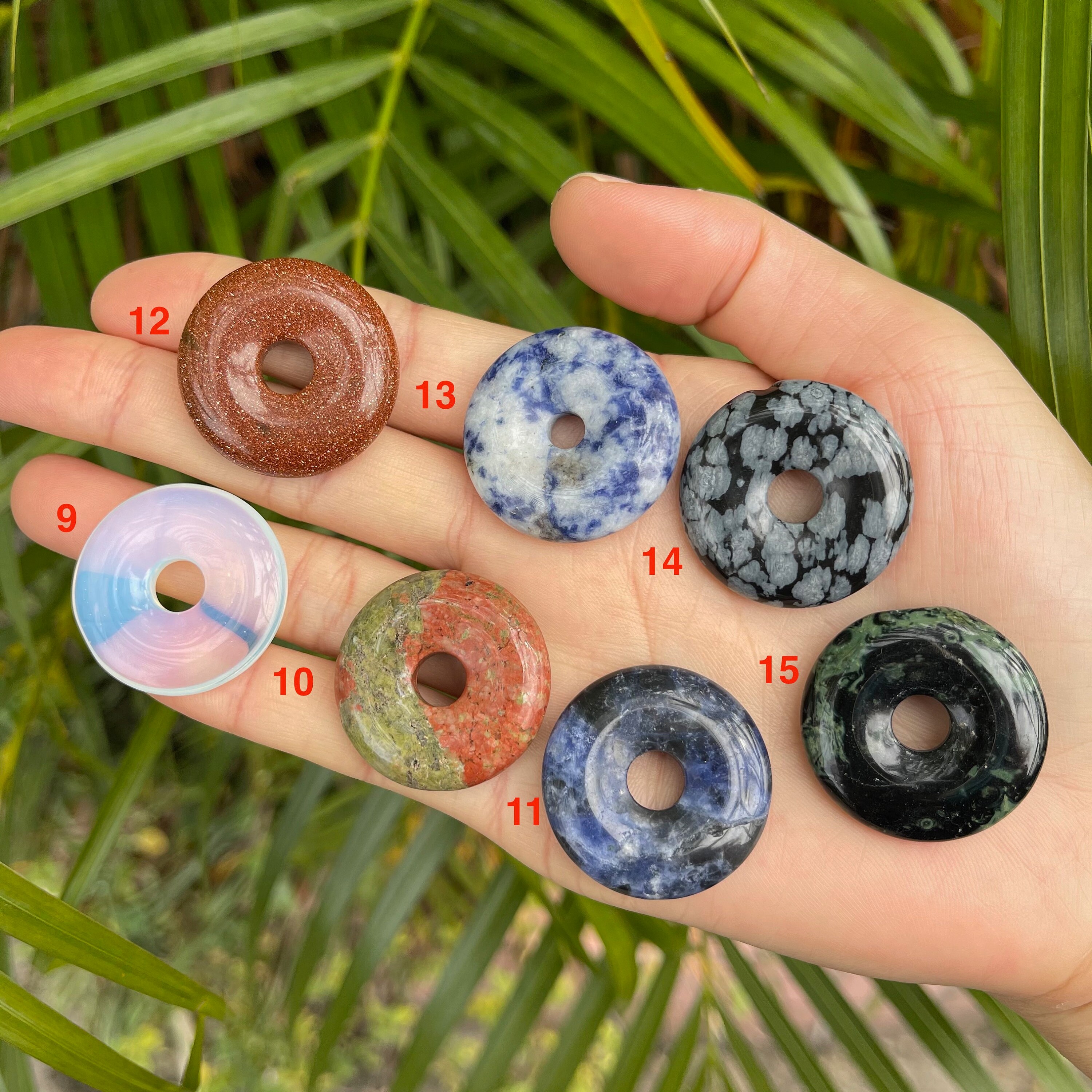 15 Kinds Crystal Donut Pendant Gemstone Donut 30mm Circle Pi - Etsy