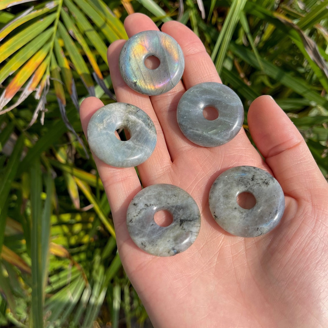 Flash Labradorite Donut Pendant: Natural Crystal Pi Stone (30mm) - Etsy