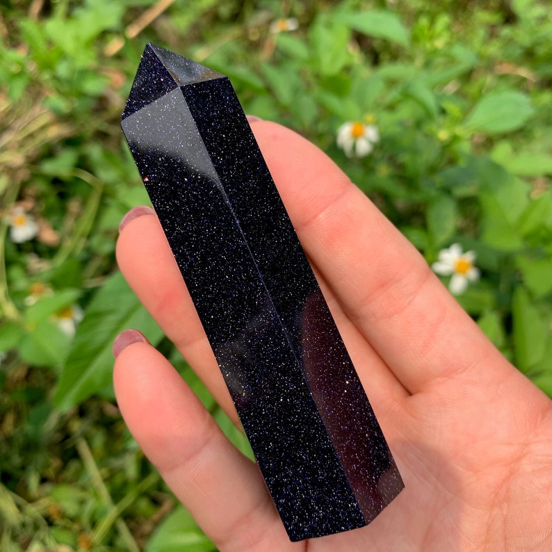 Blue Goldstone Point Blue Sandstone Tower Polished Sparkle - Etsy
