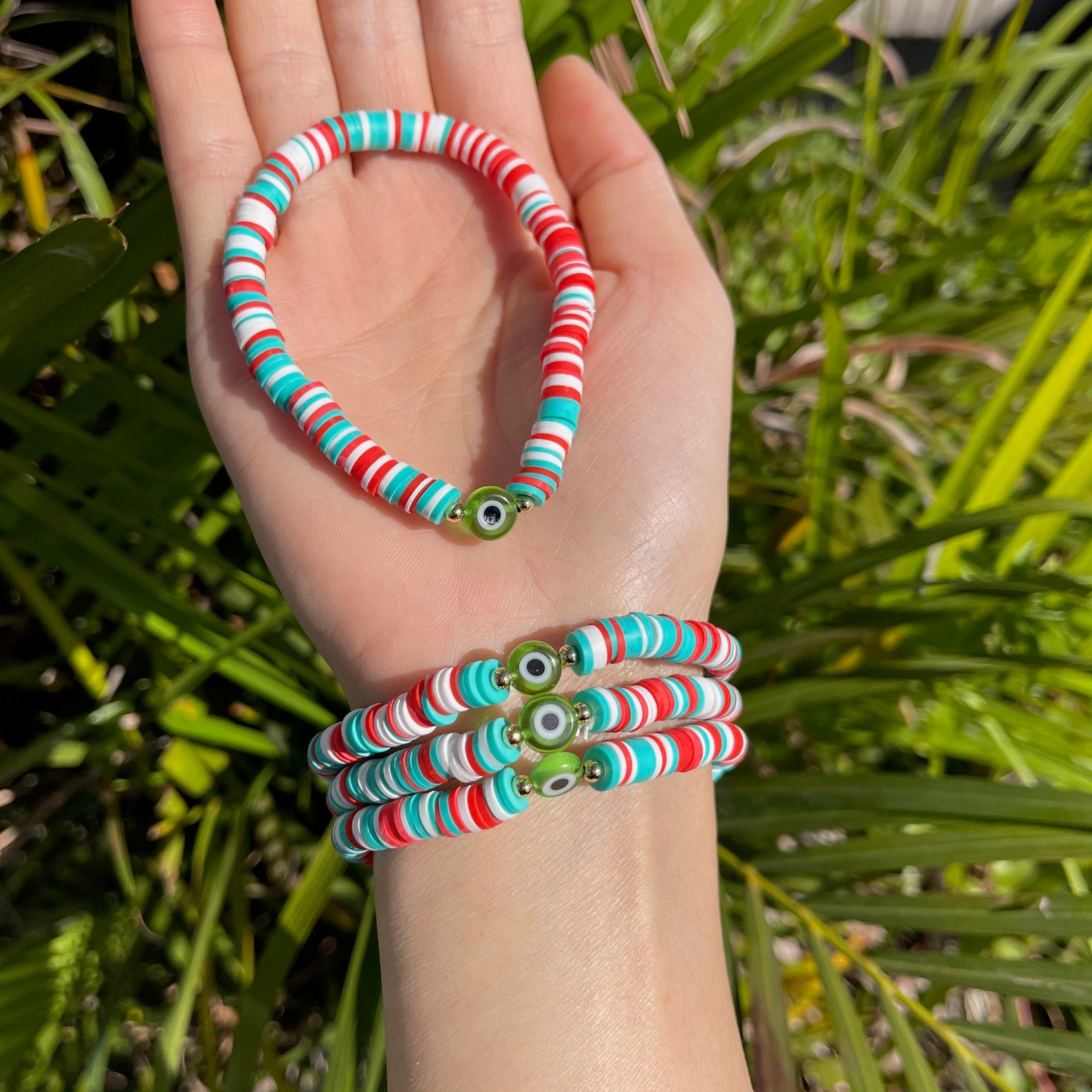 Polymer Clay Bracelet Evil Eye Charm Bracelet Handmade - Etsy