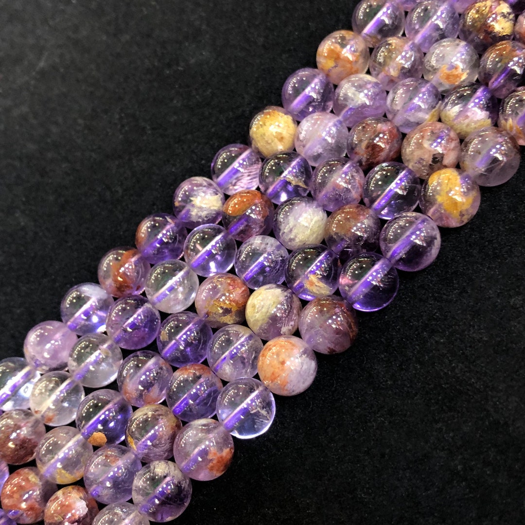 Purple Phantom Quartz Beads, Ghost Crystal Beads, Natural Gemstone ...