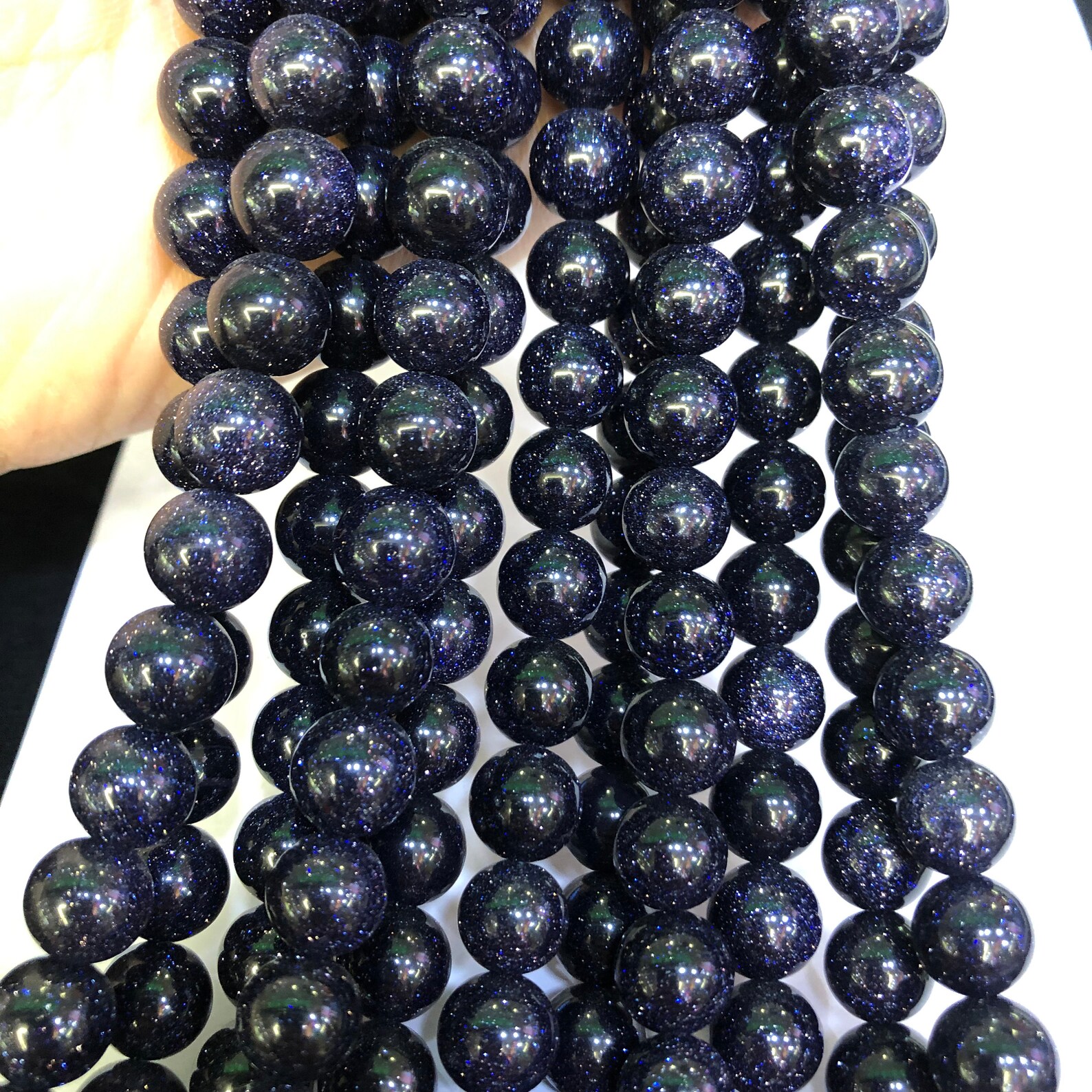 Blue Sandstone Beads Round Shape Smooth Loose Beads Wholesale 4mm, 6mm ...