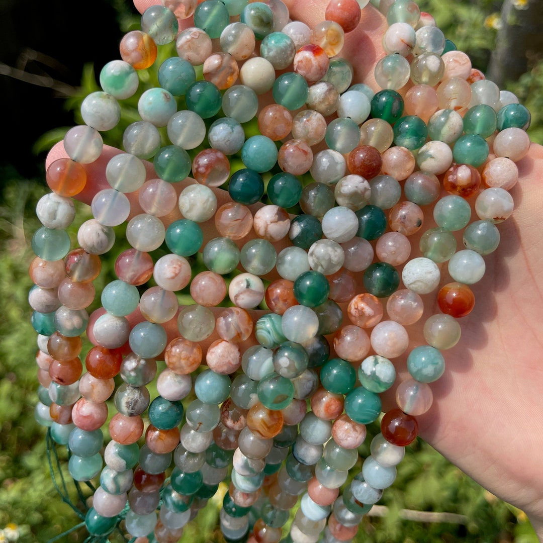 Colorful Sakura Flower Agate Beads: Round AAAA Grade, 6-10mm - Etsy