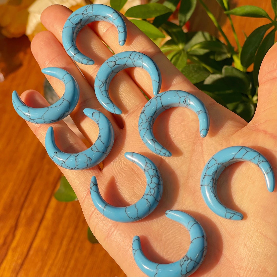 Manmade Turquoise Crescent Moon, for Jewelry DIY, Crystal Moon Pendant ...