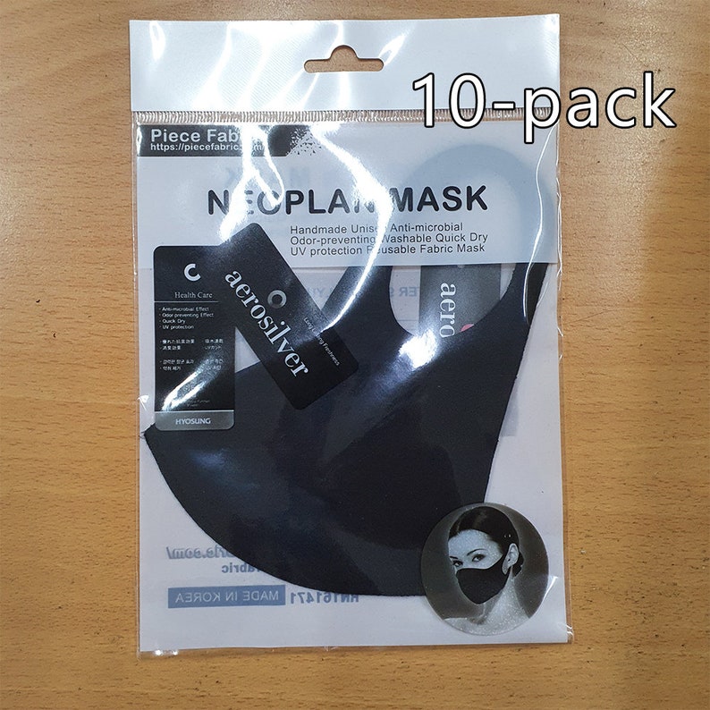 Face Mask 10-pack Unisex Anti-microbial Odor-preventing Washable Quick ...