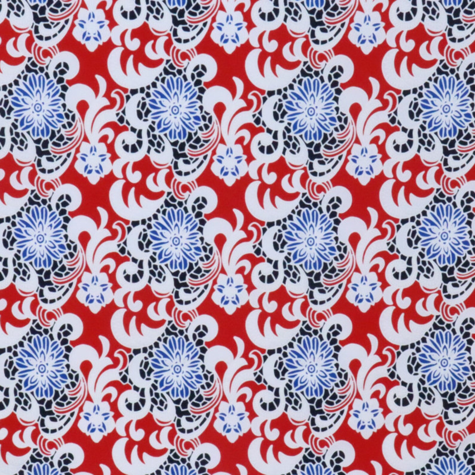 ITY Knit Fabric With Puff by the Yard Blue Flowers With Red | Etsy