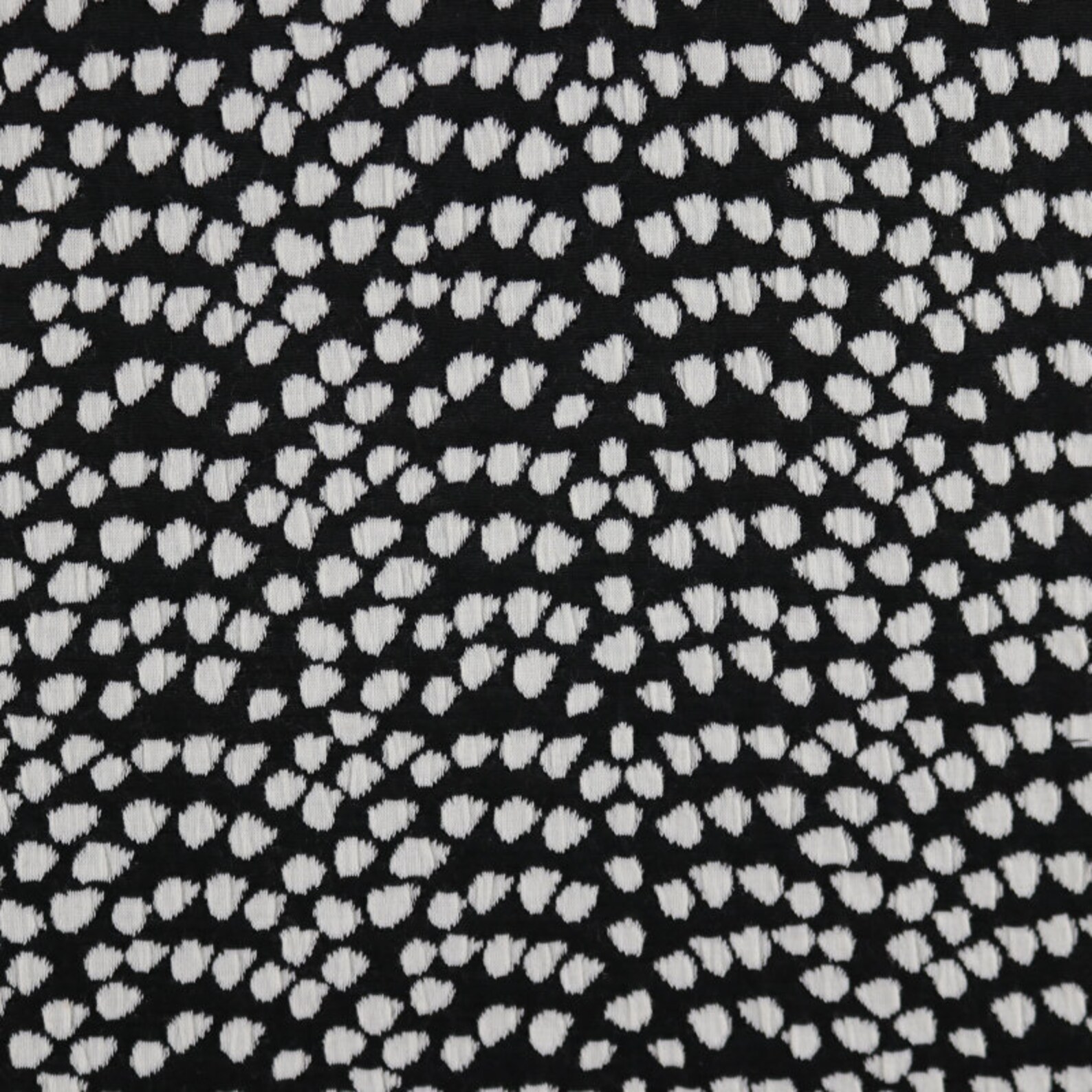 58/60" Black-ivory Lotus With Dots Cotton/polyester/spandex Knit Fabric ...