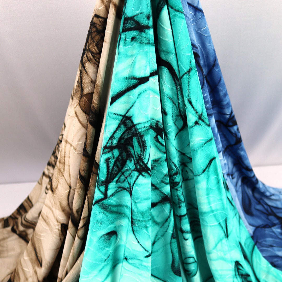 3 Colors 58/60 185GSM Smoke Design Printed Polyester/spandex Knit ...