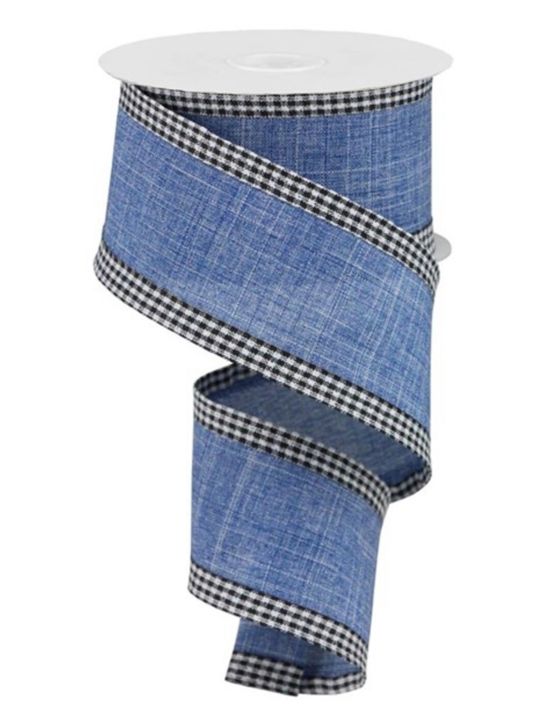 2.5 Blue Ribbon, Blue With Black White Check Edges Ribbon, Blue Ribbon ...
