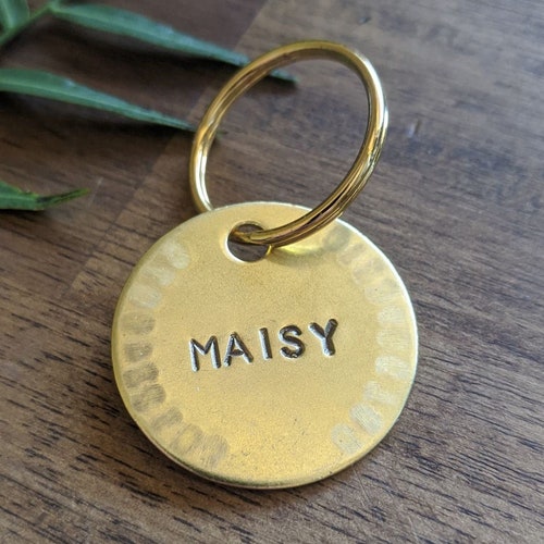 Custom Hand Stamped Dog Tags Gold Handmade Engraved - Etsy