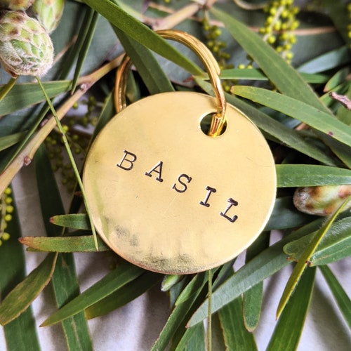 Custom Hand Stamped Dog Tags Gold Handmade Engraved - Etsy