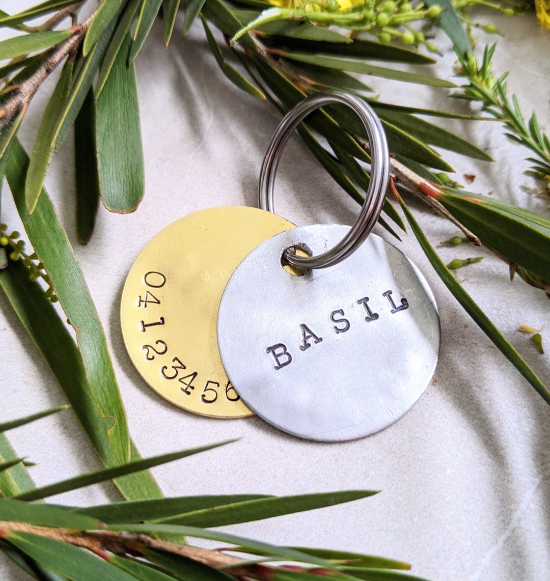Custom Hand Stamped Dog Tags - Double Gold/silver Handmade Engraved ...