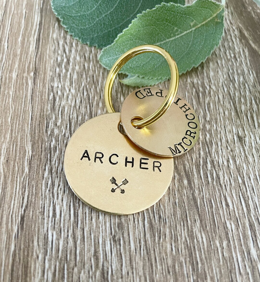 Hand Stamped Double Dog Tag: Custom Brass Copper Aluminium Pet ID Tag ...