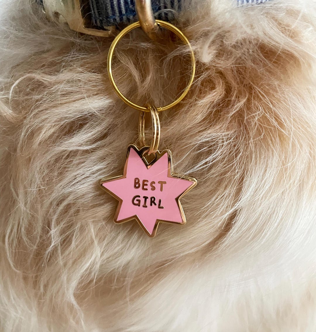 Enamel Dog Tag | Best Girl Cute Pink Enamel Tag | Durable Engraved Dog ...