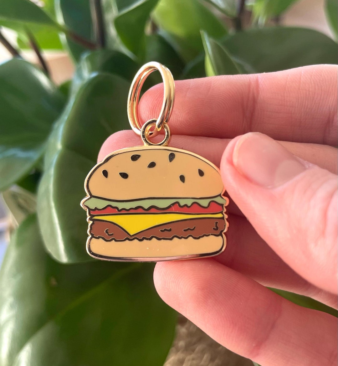 Enamel Dog Tag | Cute Hamburger Burger Food Dog Tag | Durable Engraved ...
