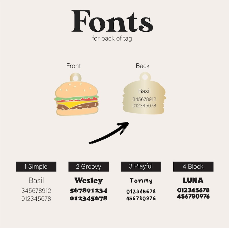 Enamel Dog Tag | Cute Hamburger Burger Food Dog Tag | Durable Engraved ...
