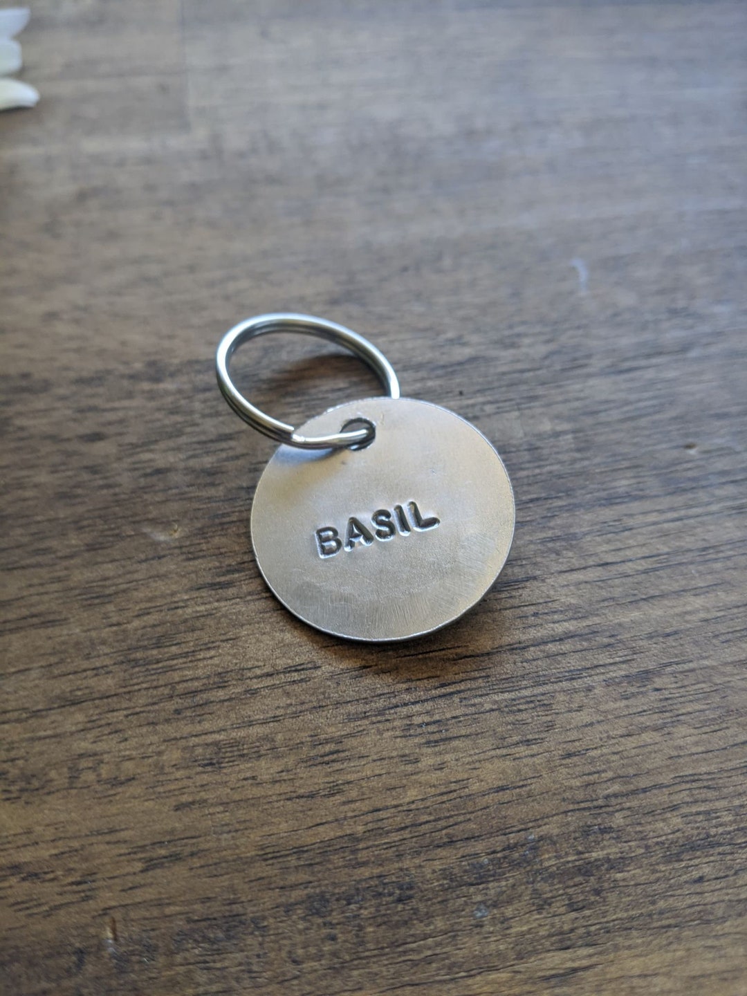 Custom Hand Stamped Dog Tags - Silver Handmade Engraved Sans Serif Font ...