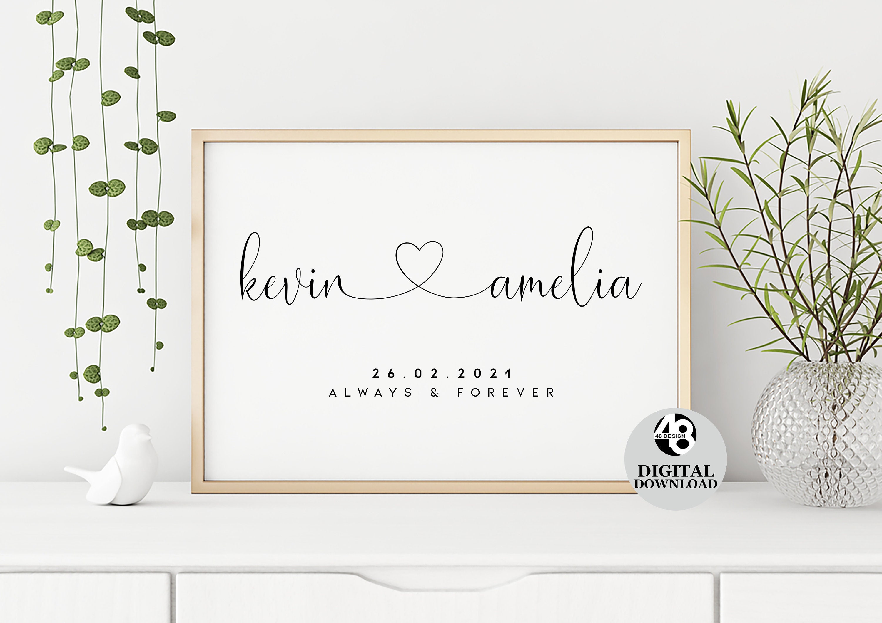 Couple Name Wall Art Personalised Print Custom Couple Names | Etsy