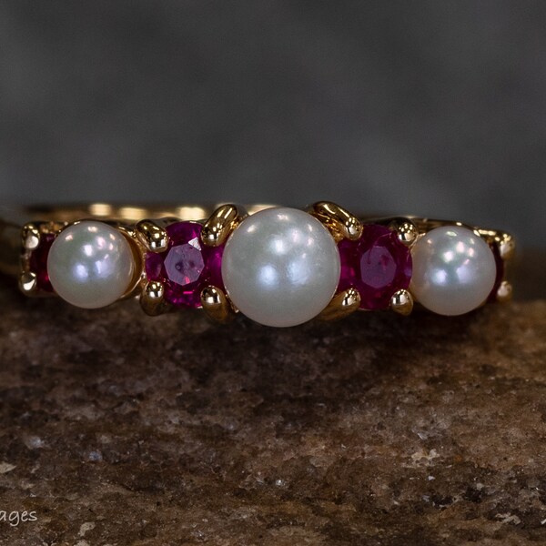 Ruby Pearl Ring - Etsy