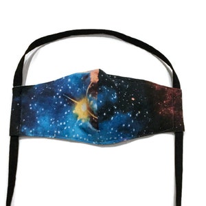 Galaxy Face Mask Glitter Outer Space, 100% Cotton 3 Layer, Head Elastic ...
