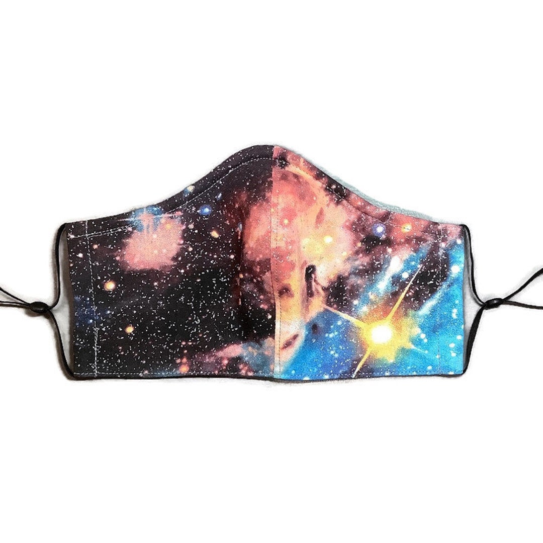 Galaxy Face Mask Glitter Outer Space, 100% Cotton 3 Layer, Head Elastic ...