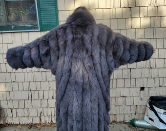 Indigo Fox Fur Coat | Etsy