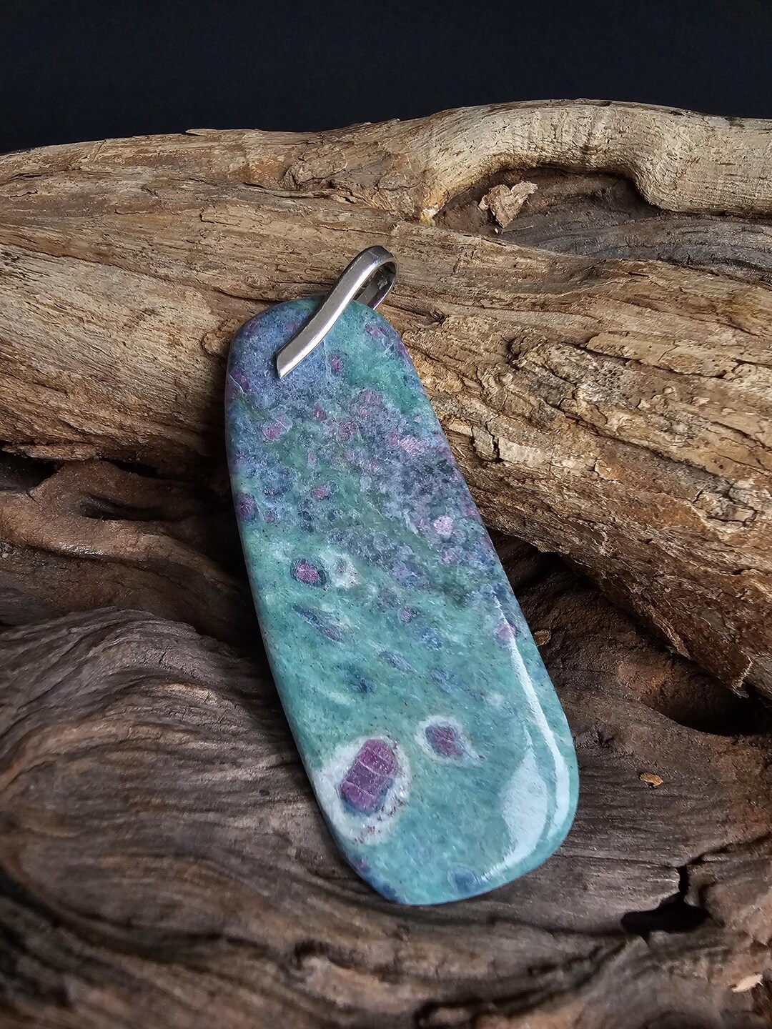 Ruby Fuchsite Pendant | Green and Purple Natural Stone Necklace ...