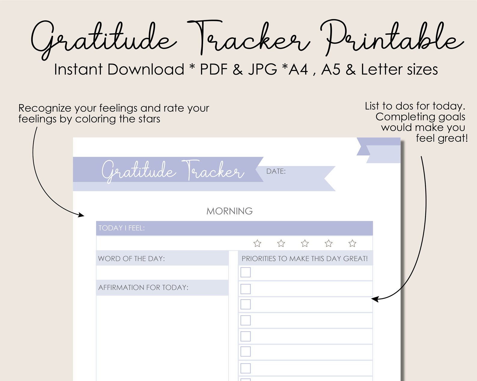 Gratitude tracker Gratitude journal Mood tracker Daily | Etsy